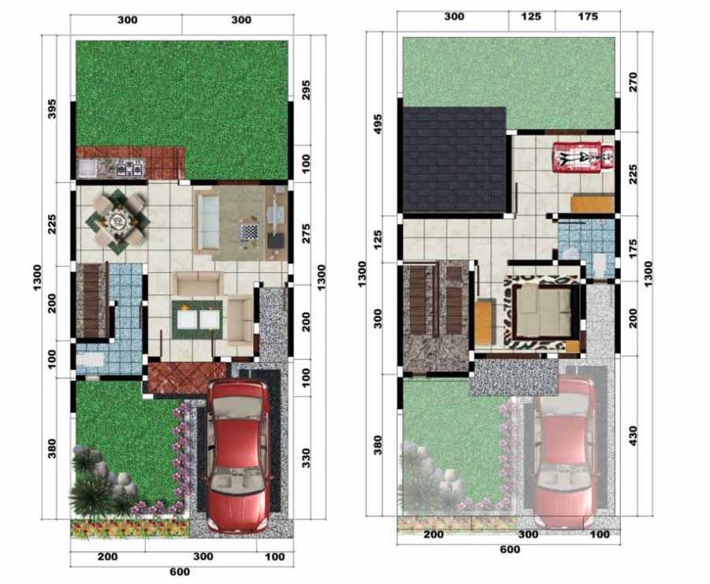 Ukuran Rumah Tipe 60 dan Contoh Denahnya - Demix